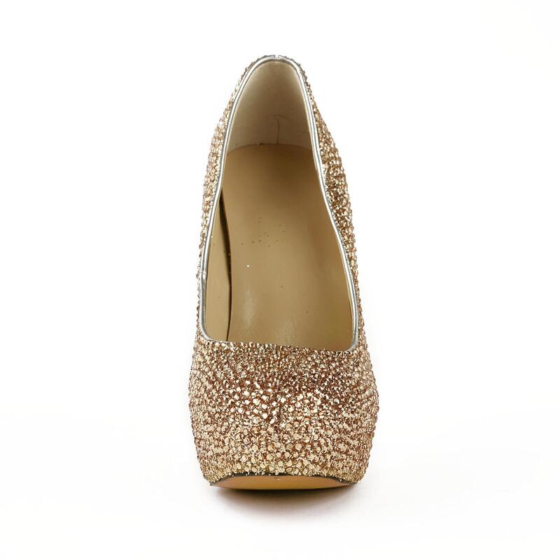 Patent Leather Stiletto Heel Pumps Platform Closed Toe With Rhinestone